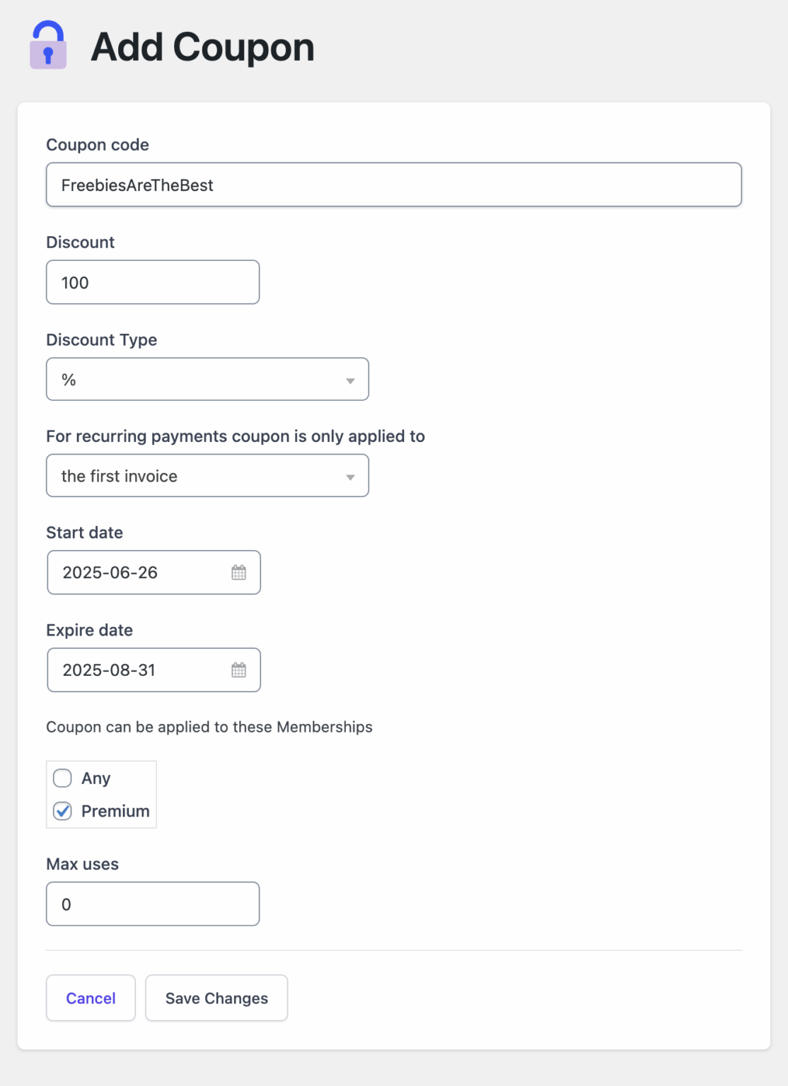 Coupons - MemberDash